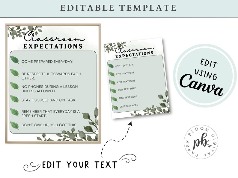 Classroom Expectations Template Editable Teacher Templates Back to ...