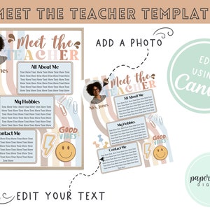 Meet the Teacher Retro Theme Template Personalized Teacher - Etsy