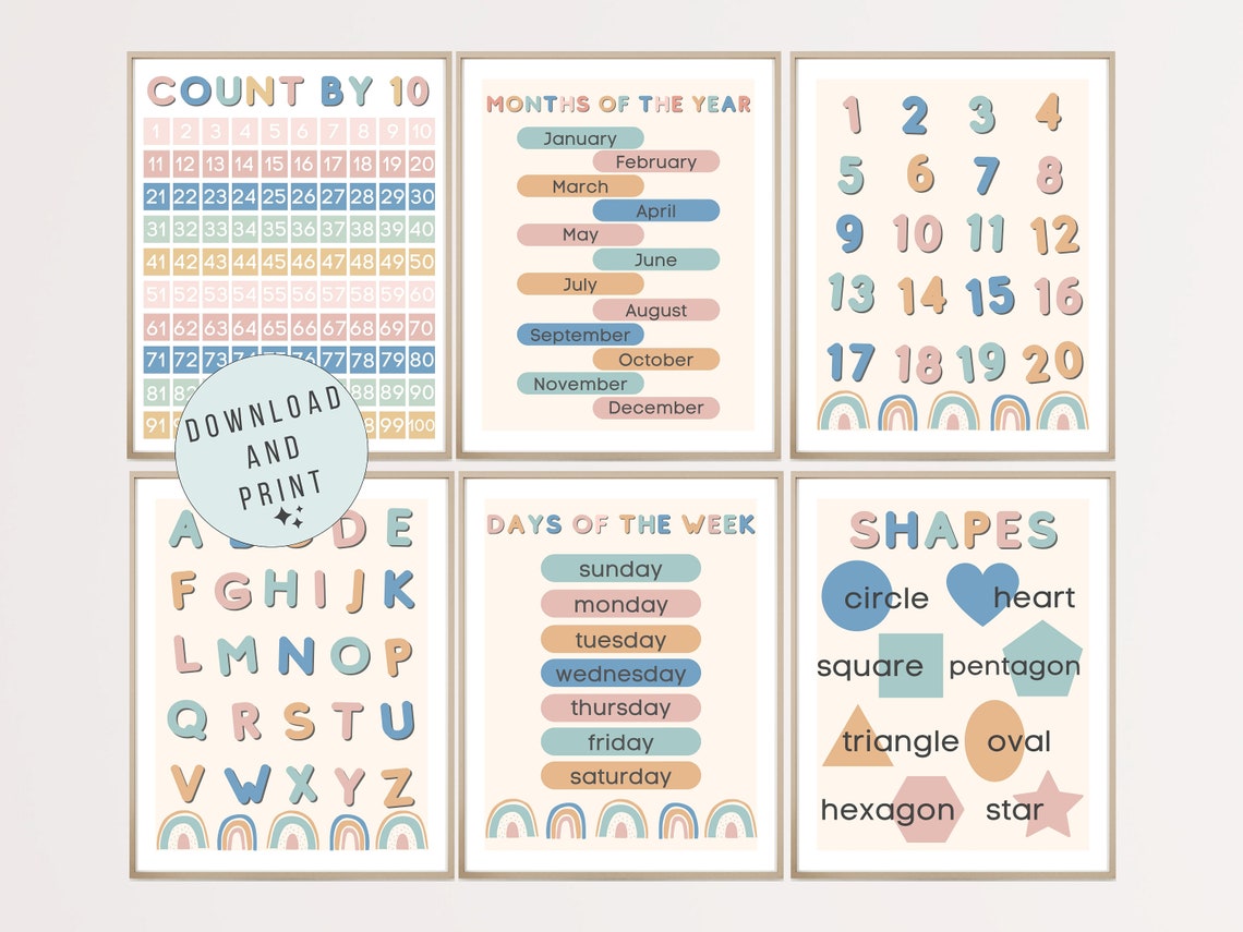 Rainbow Classroom Theme Educational Printable Bundle | Pre-k Boho Class ...