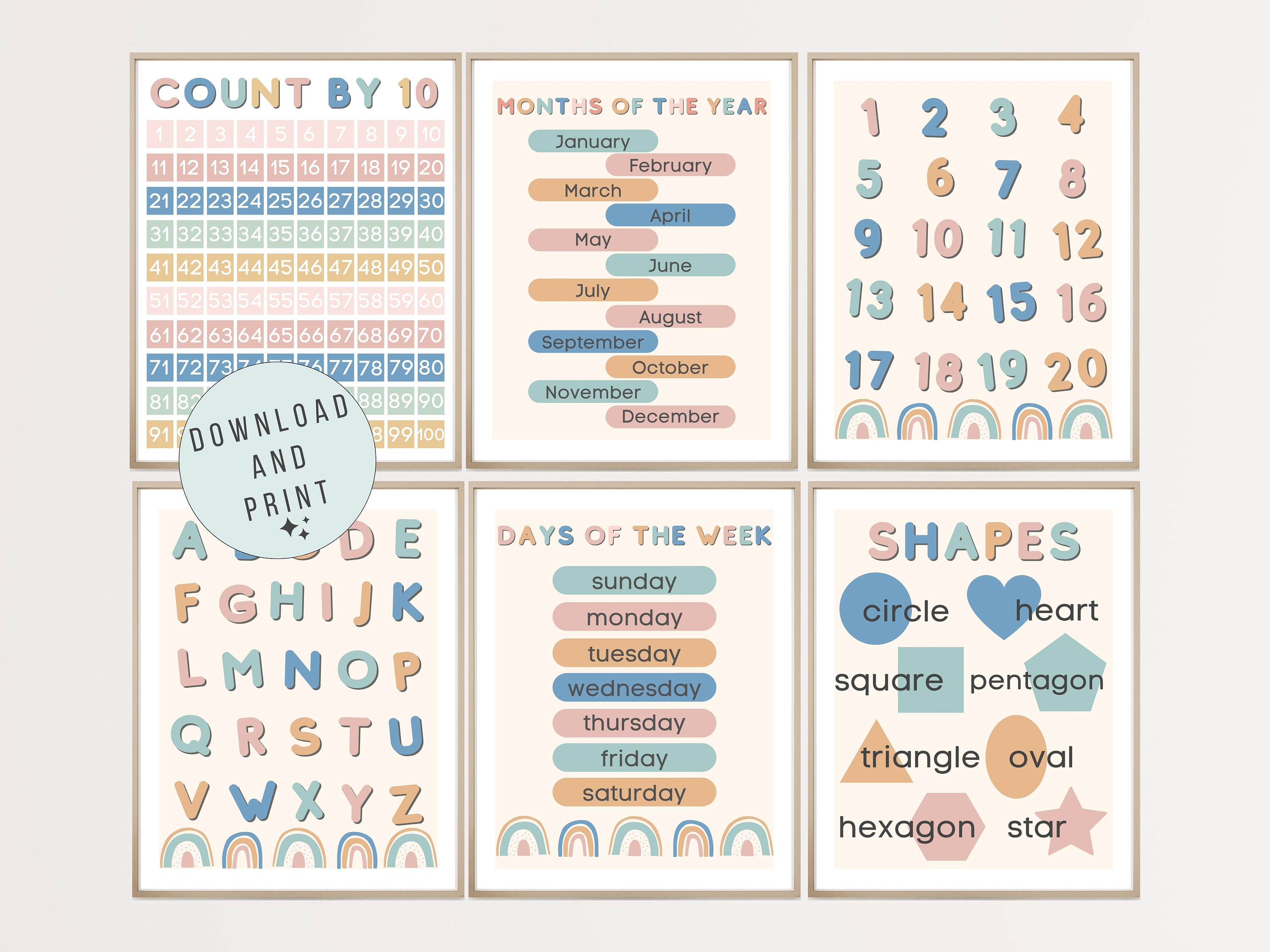 Rainbow Classroom Theme Educational Printable Bundle | Pre-k Boho Class ...