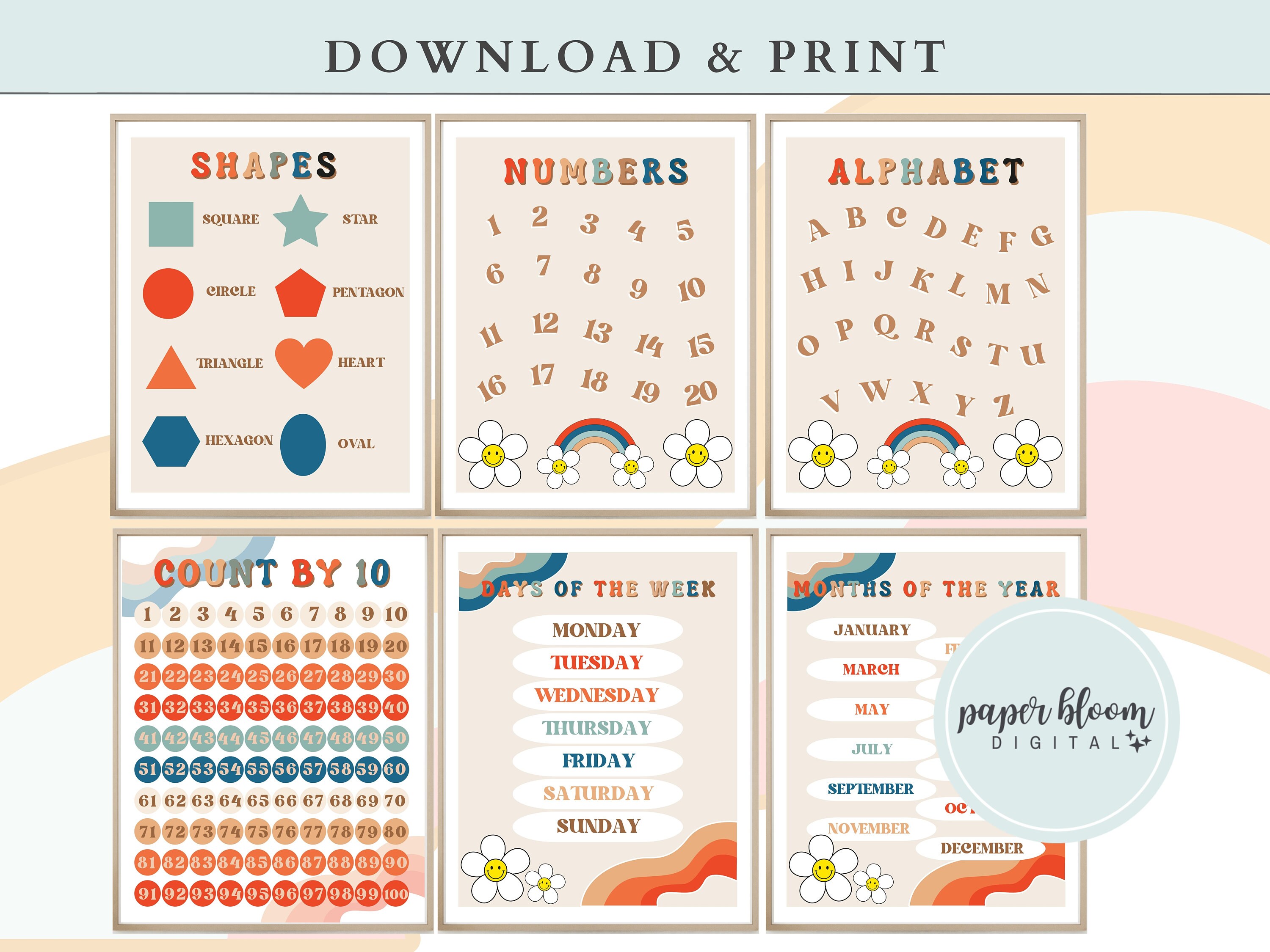 Retro Classroom Educational Worksheets | Groovy Classroom Printables ...