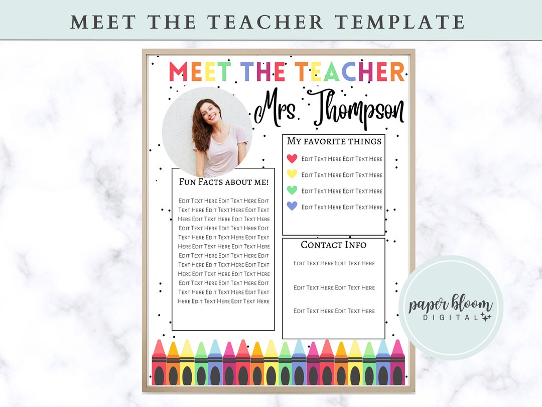 Meet the Teacher Editable Template | Personalized Template for Back to ...