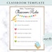 Classroom Rules Poster Editable Template | Teacher Rules for Classroom ...