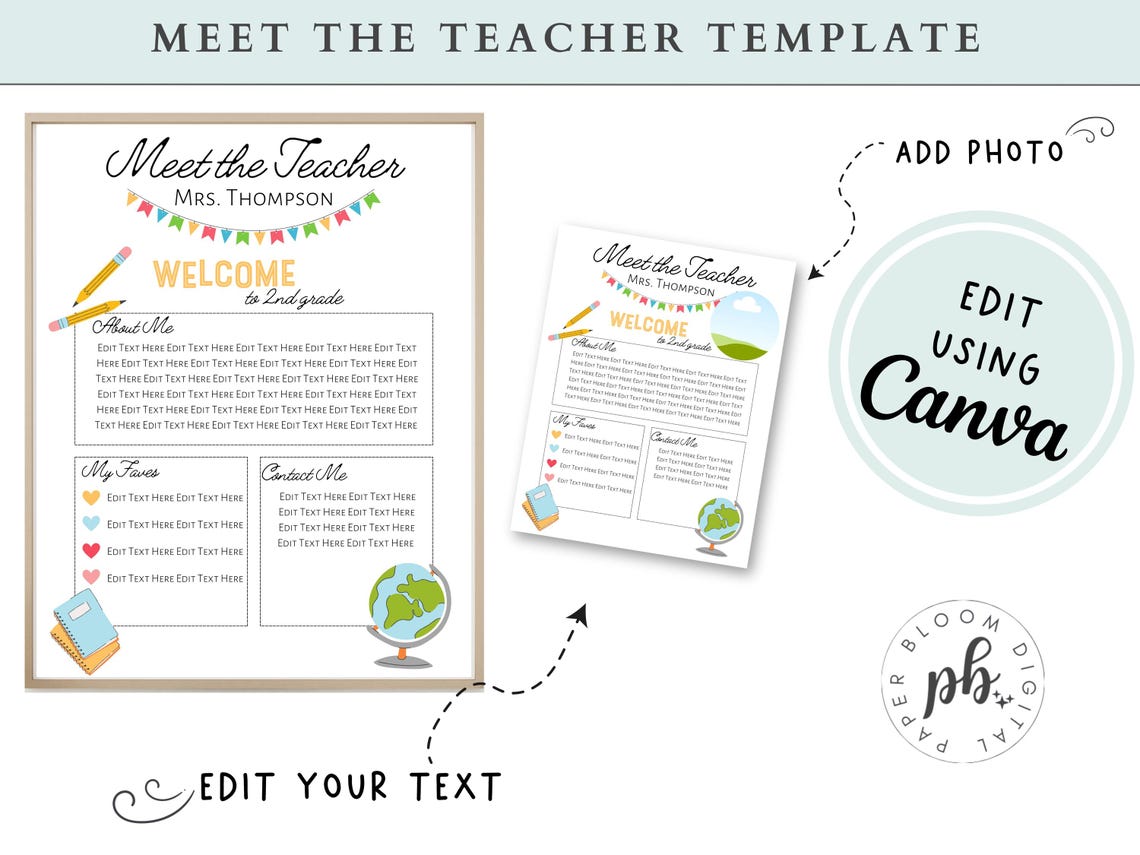 Meet the Teacher Template | Personalized Editable Template for Back to ...
