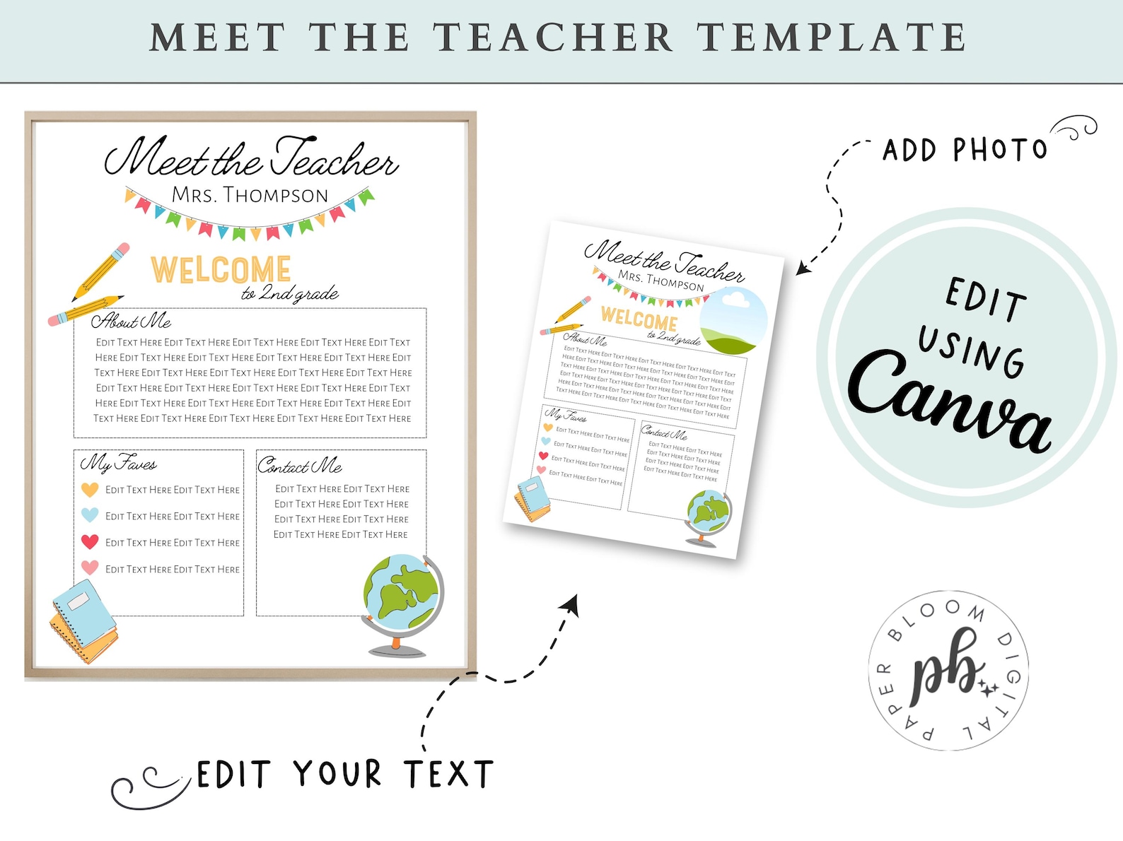 Meet the Teacher Template | Personalized Editable Template for Back to ...