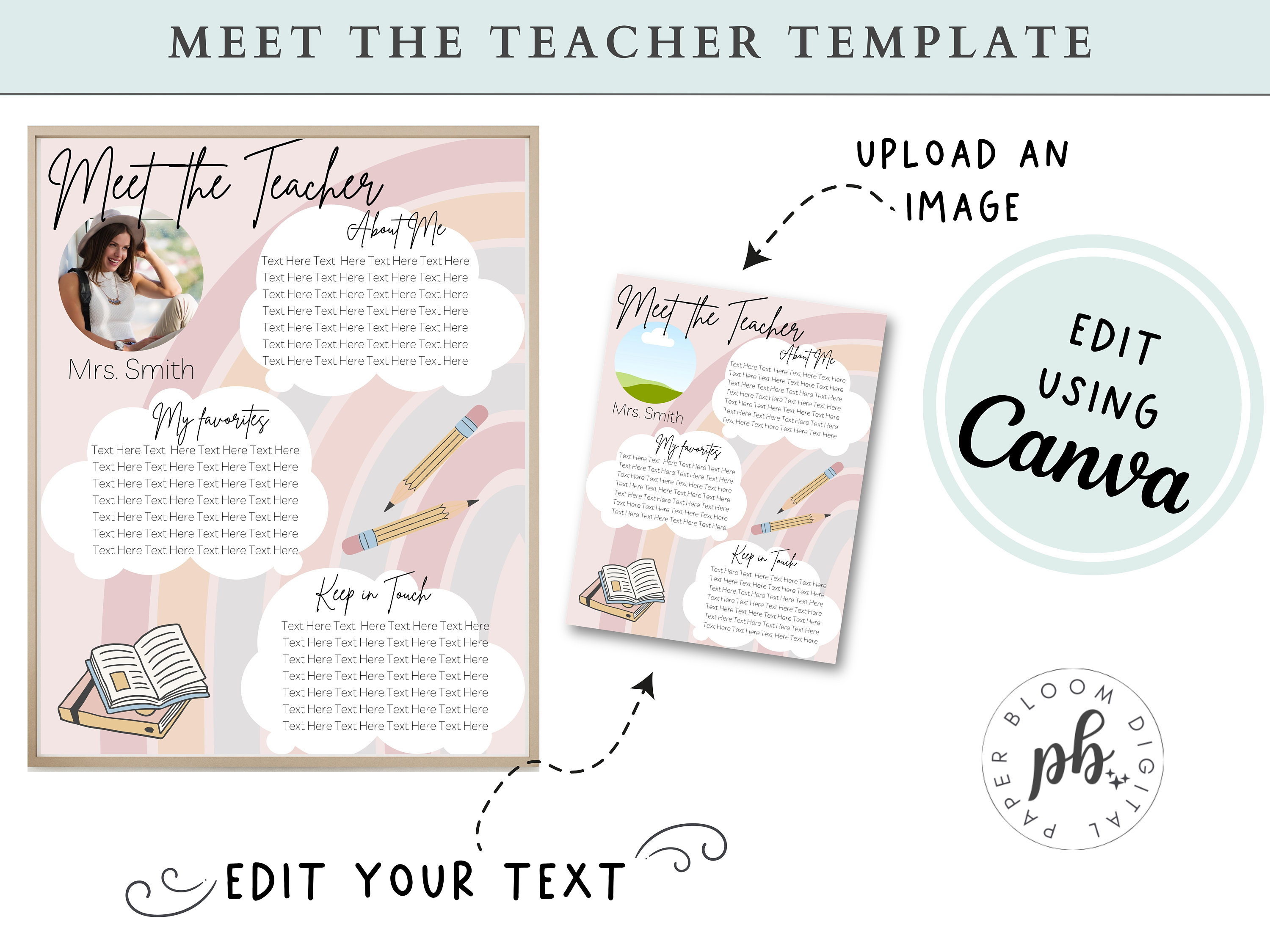Meet the Teacher Template Modern Rainbow Theme | Personalized Template ...