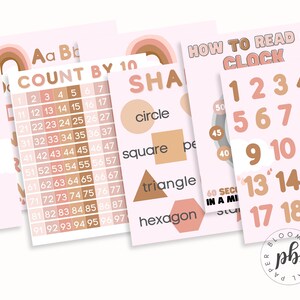 Modern Boho Rainbow Theme Classroom Posters | Prek Kindergarten ...