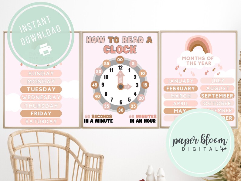 Modern Boho Rainbow Theme Classroom Posters Prek - Etsy