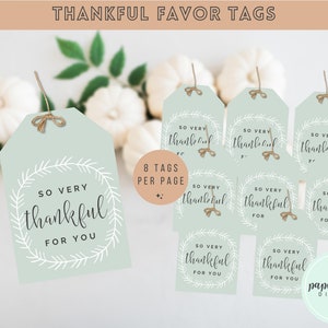 Thankful Gift Tags Print + Cut File Thanksgiving Favor Tags | Set of 8 ...
