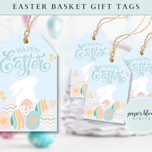 Easter Egg Basket Gift Labels | Easter Sunday Gift Favor Tags | Kids ...
