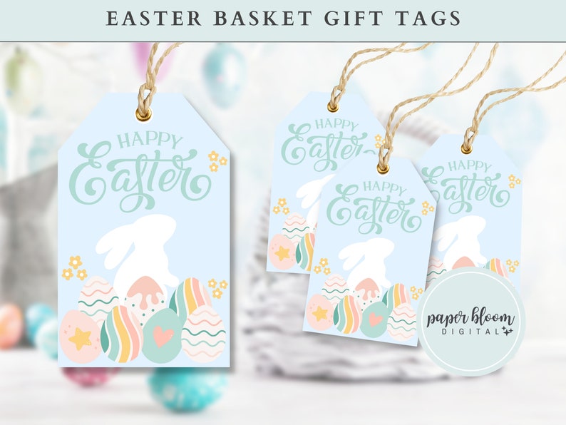 Easter Egg Basket Gift Labels | Easter Sunday Gift Favor Tags | Kids ...