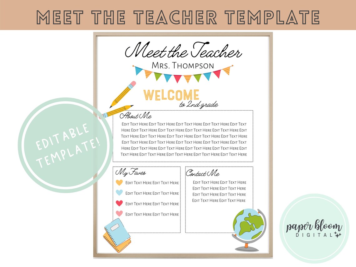 Meet the Teacher Template Personalized Editable Template for Back to ...