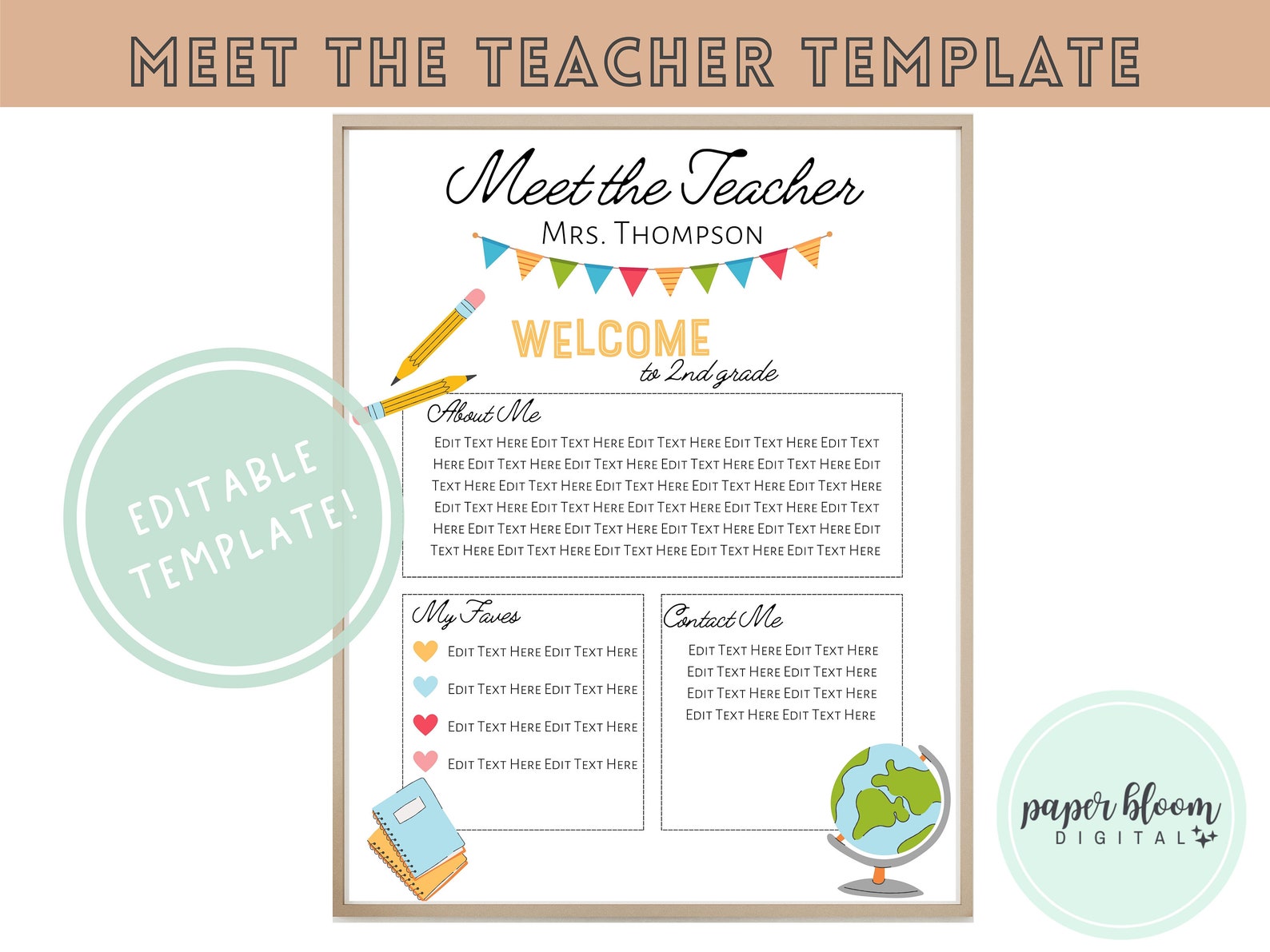Meet the Teacher Template Personalized Editable Template for Back to ...