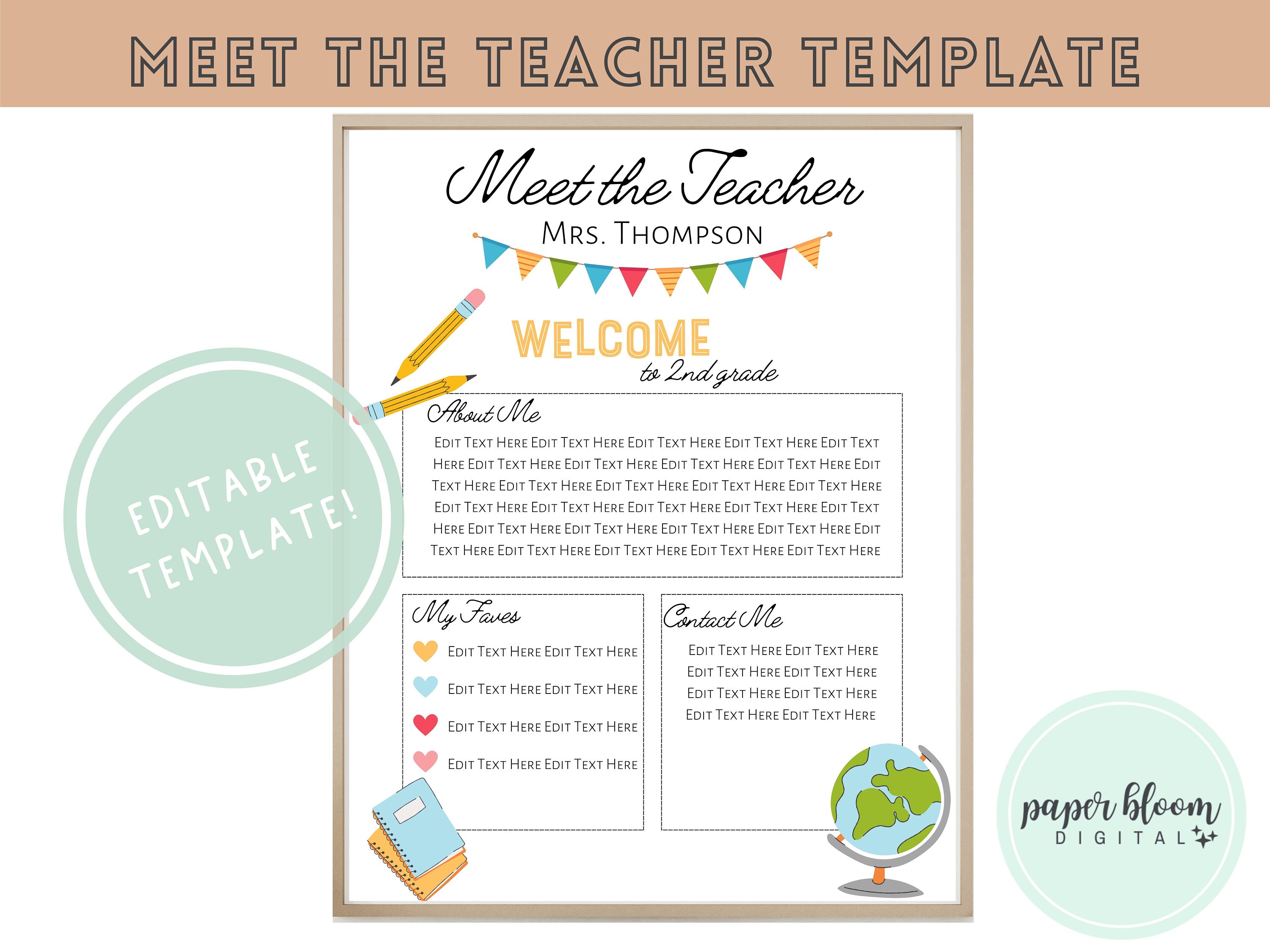Meet the Teacher Template Personalized Editable Template for Back to ...