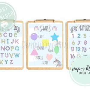 Unicorn Rainbow Theme Educational Printables Set of 3 | Unicorn ...