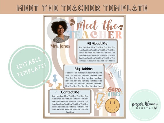 Meet the Teacher Retro Theme Template Personalized Teacher - Etsy