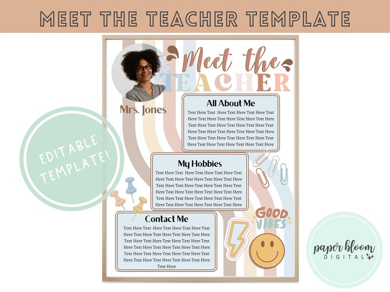 Meet the Teacher Retro Theme Template Personalized Teacher - Etsy