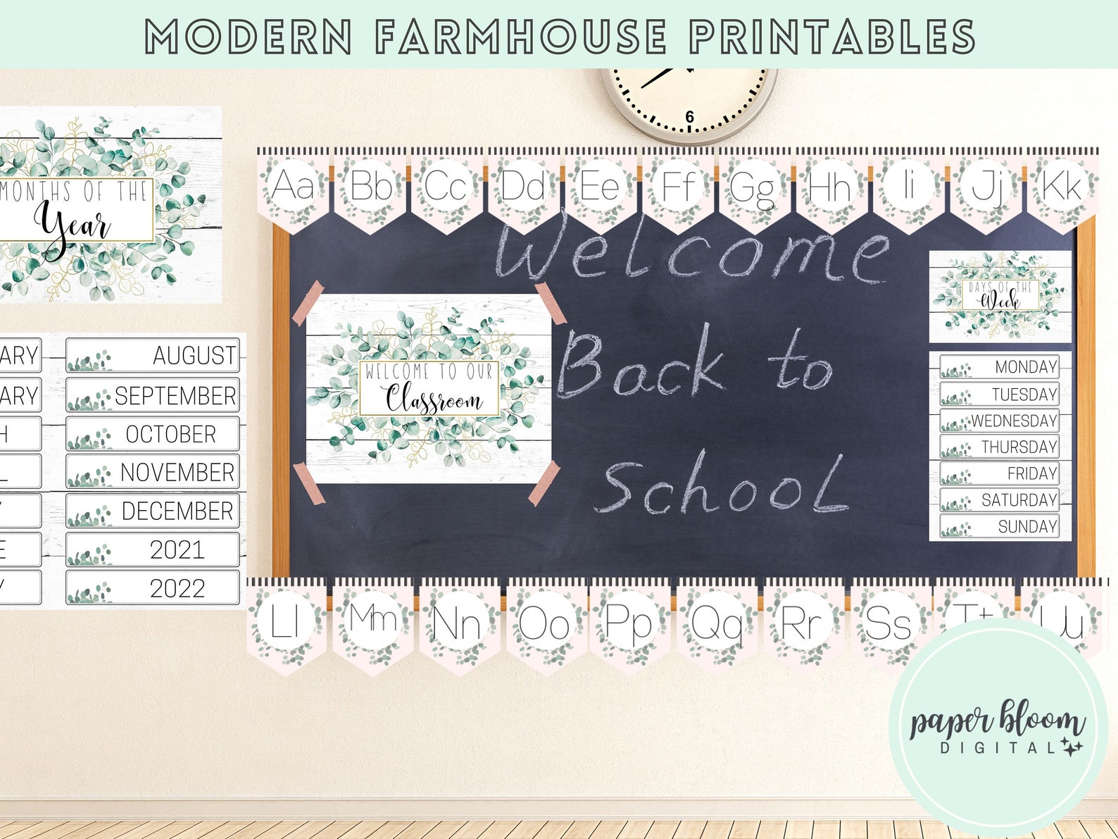 Modern Farmhouse Theme Classroom Decor Set, Number Line Printable ...