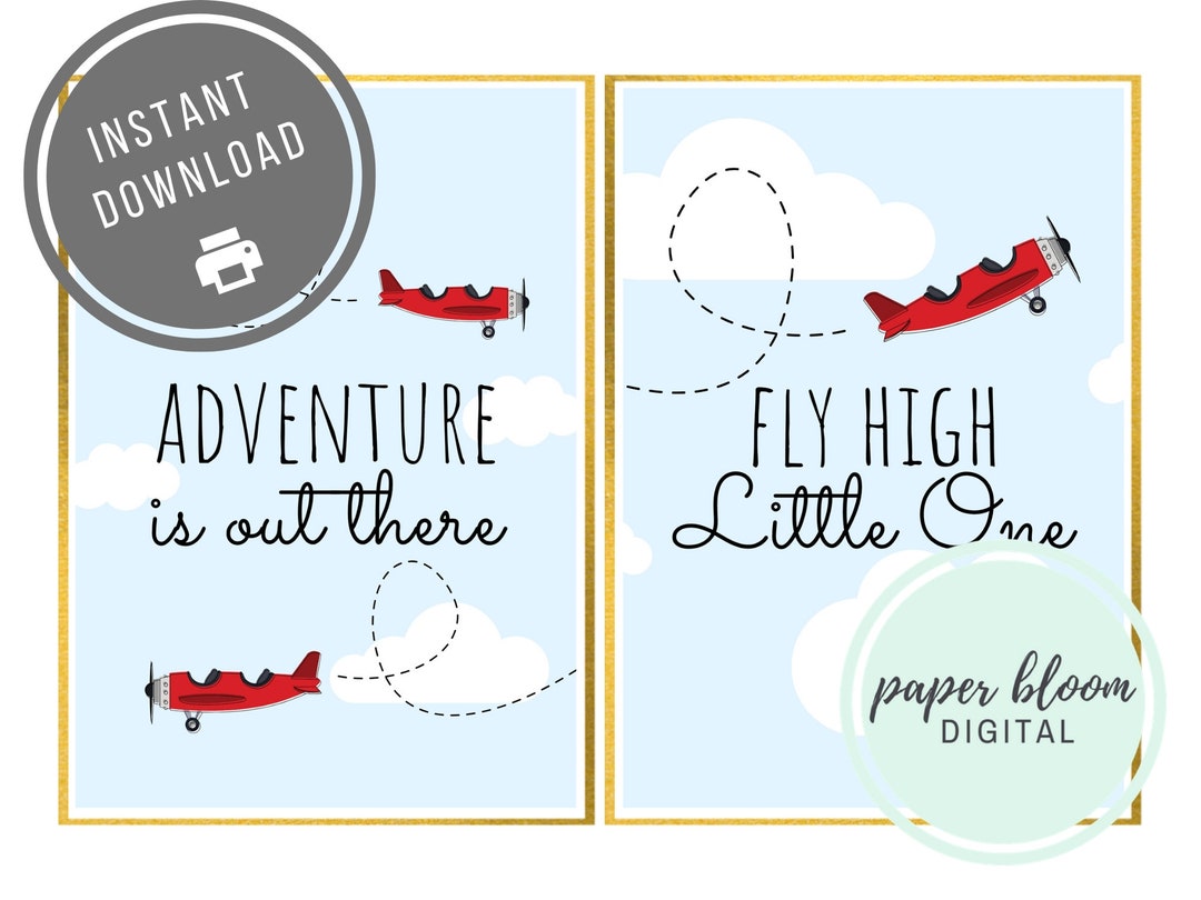 Adventure is Out There Art Print Airplanes Set of 2 | Outdoors Wall Art ...