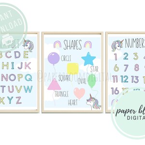 Unicorn Rainbow Theme Educational Printables Set of 3 | Unicorn ...