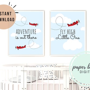 Adventure is Out There Art Print Airplanes Set of 2 | Outdoors Wall Art ...