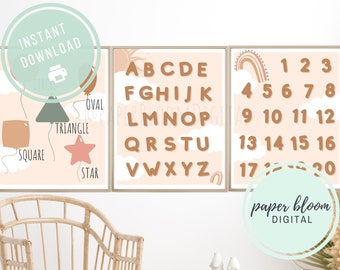 Set of 3 Rainbow Classroom Theme Educational Printables | Etsy