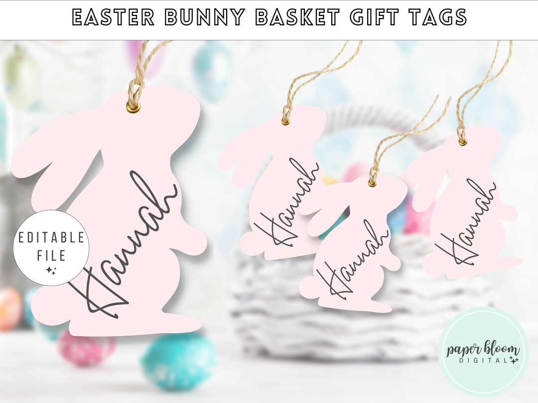 Bunny Easter Basket Gift Tags | Pastel Easter Bunny Favor Tags | Easter ...
