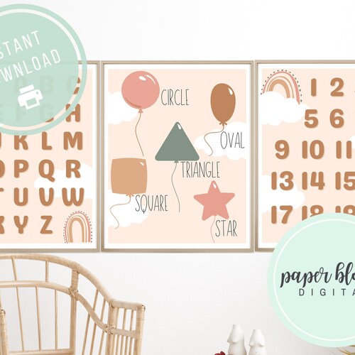 Alphabet and Numbers Set of 3 Educational Homeschooling - Etsy