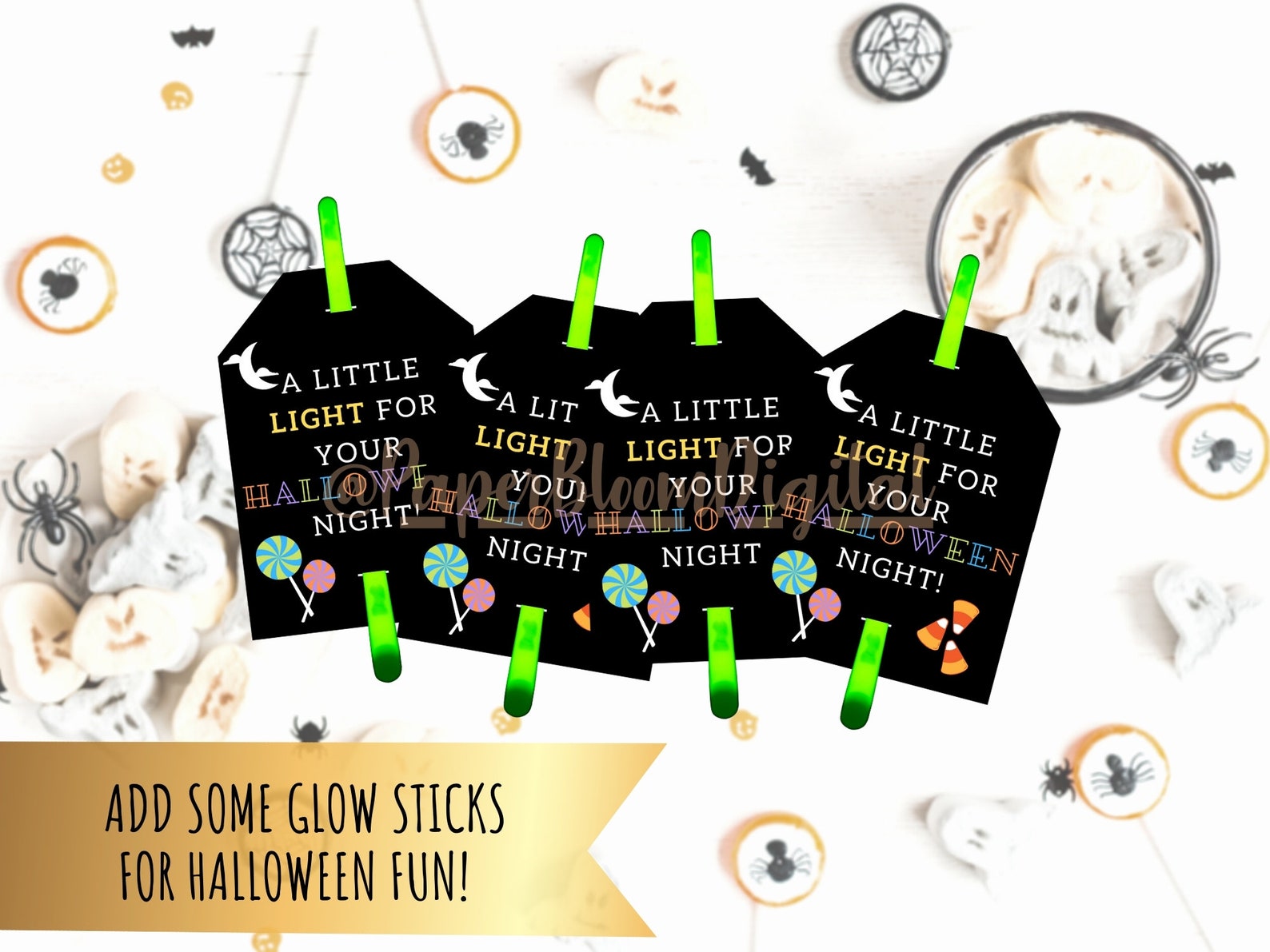 A Little Light for Halloween Night Glow Stick Favor Tags Print + Cut ...