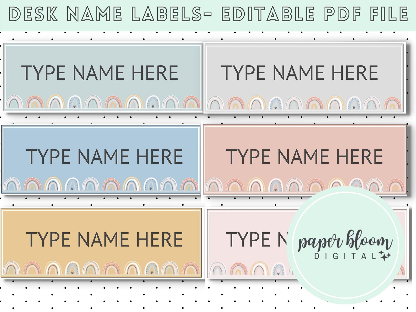 Modern Boho Classroom Labels, Editable Desk Name Labels, Calm Colors ...