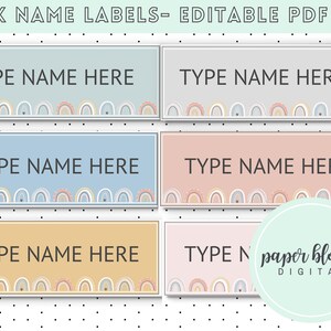 Modern Boho Classroom Labels, Editable Desk Name Labels, Calm Colors ...