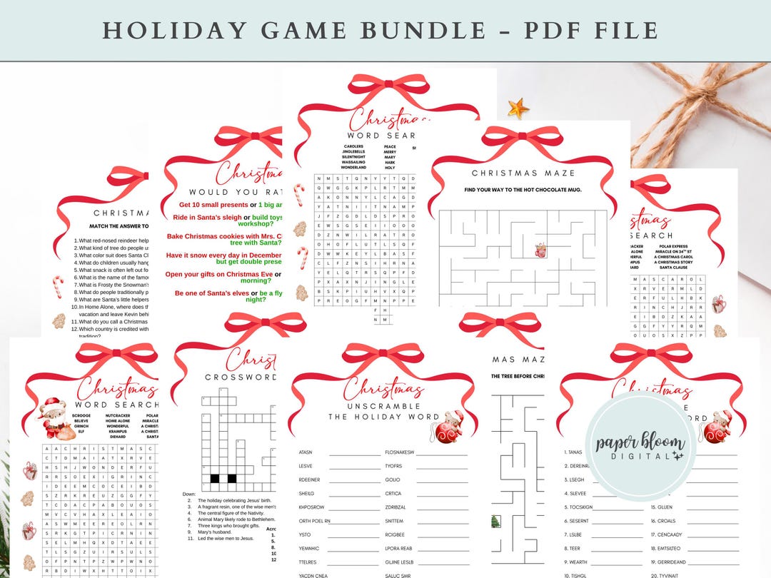Christmas Game Bundle for Family | Christmas Worksheets | Christmas ...