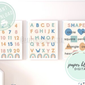 Rainbow Classroom Theme Educational Printables Set of 3 | Pre-k Boho ...