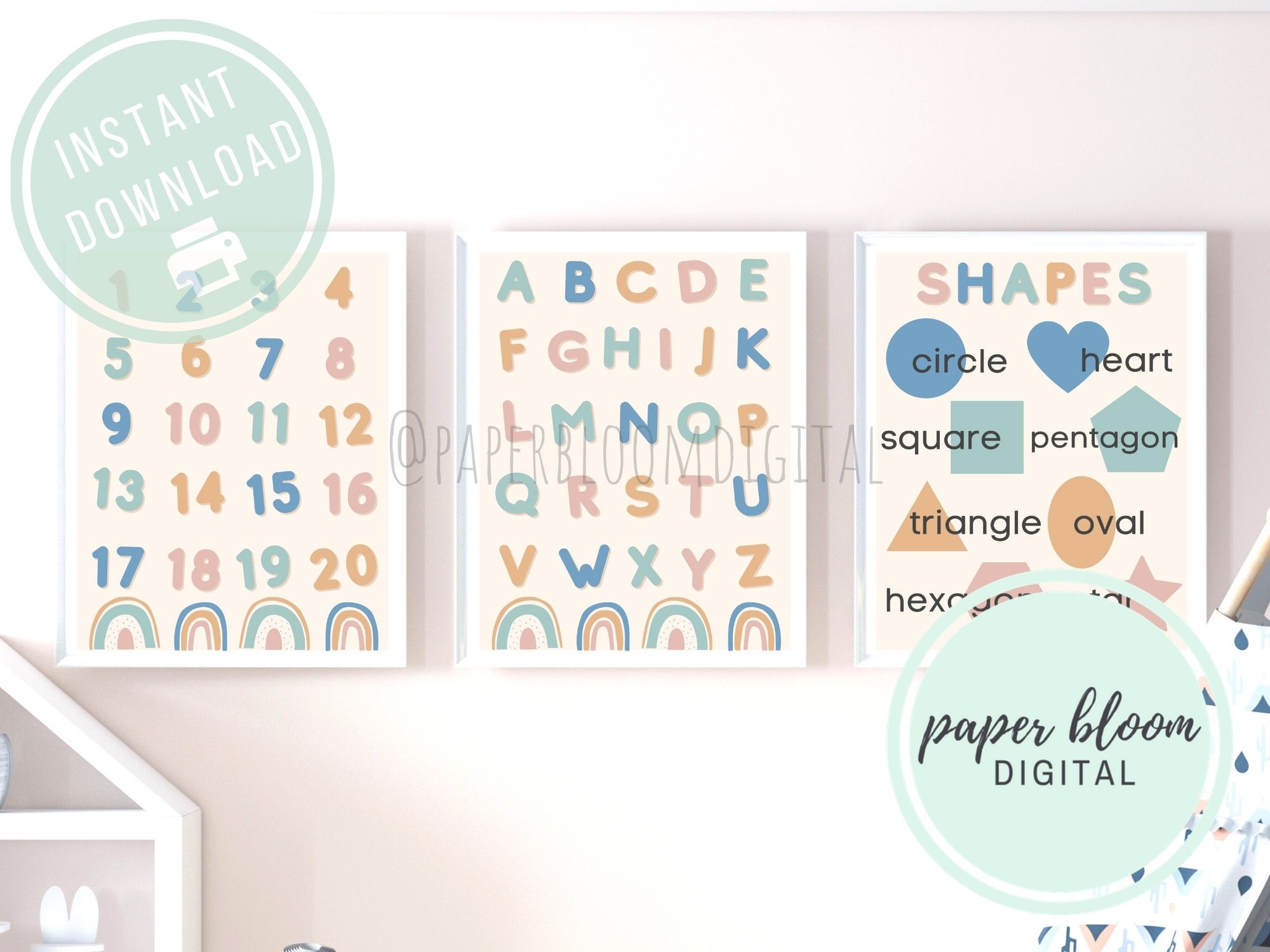 Rainbow Classroom Theme Educational Printables Set of 3 | Etsy Canada