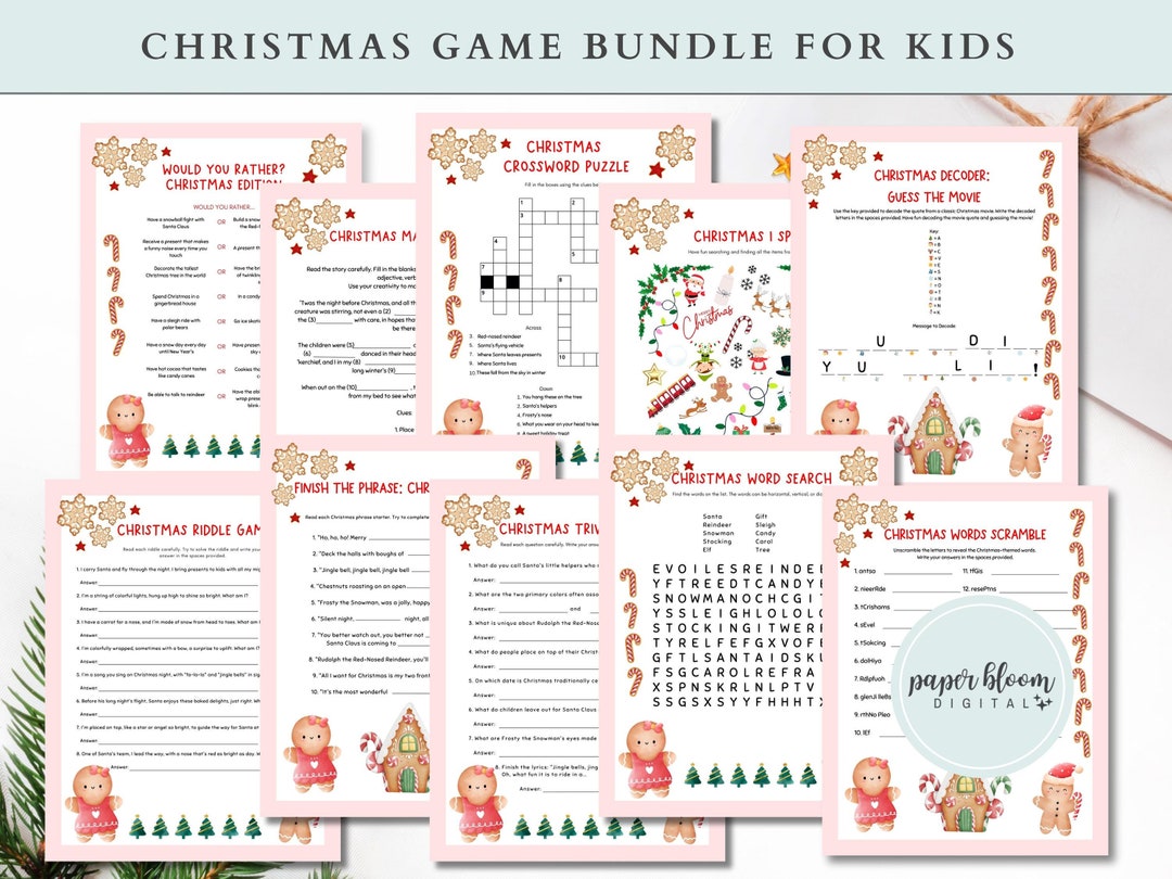 Christmas Games Printable Bundle for Kids | Christmas Worksheets ...
