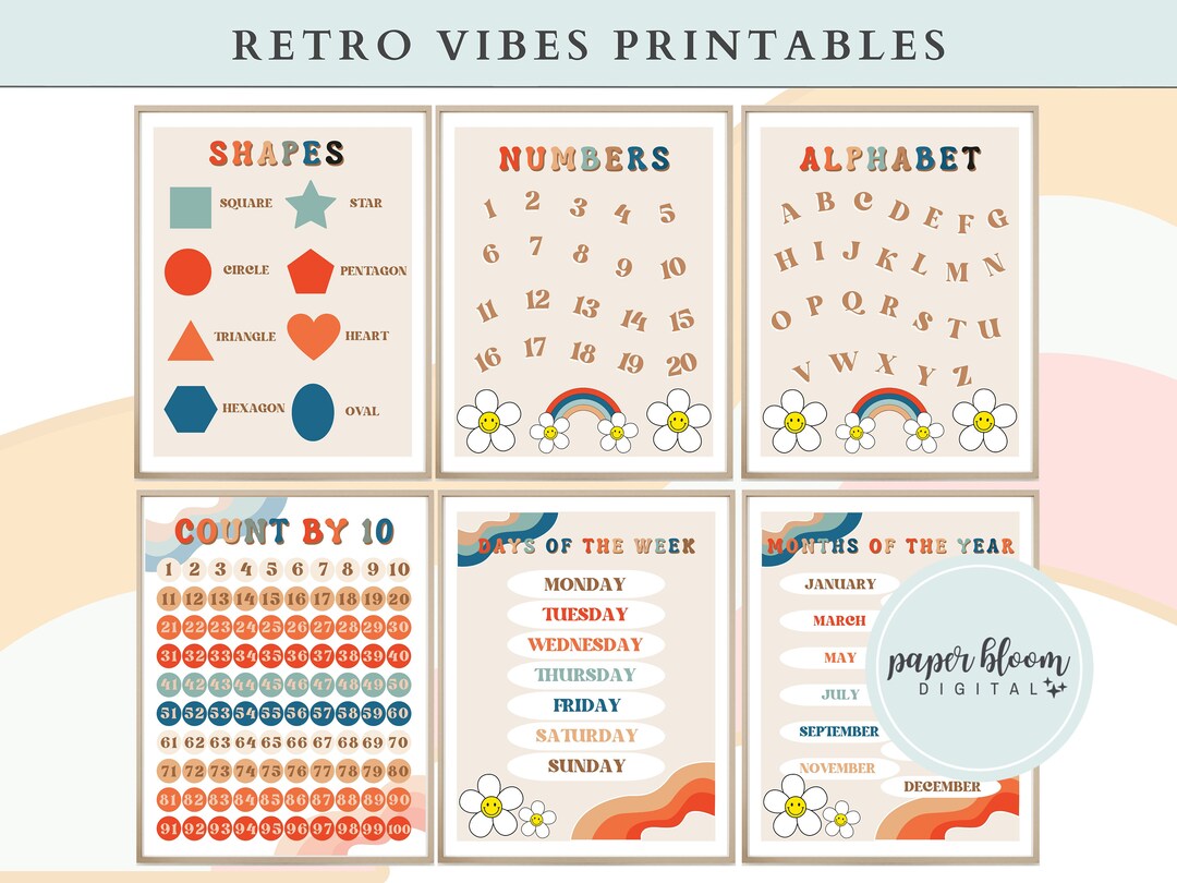 Retro Classroom Educational Worksheets | Groovy Classroom Printables ...