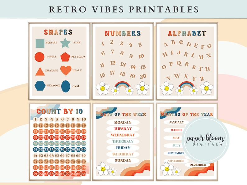 Retro Classroom Educational Worksheets | Groovy Classroom Printables ...