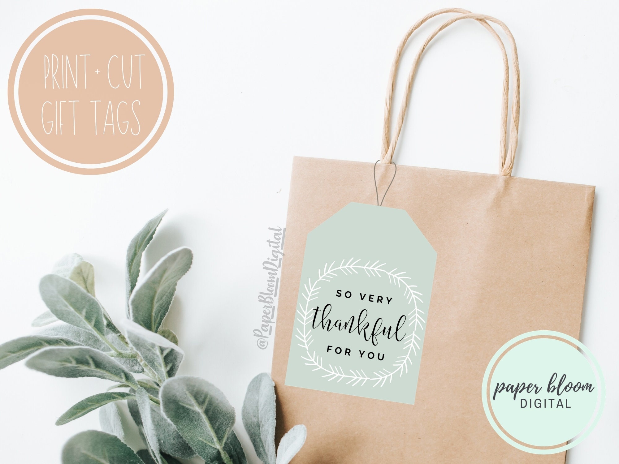 Thankful Gift Tags Print + Cut File Thanksgiving Favor Tags | Set of 8 ...