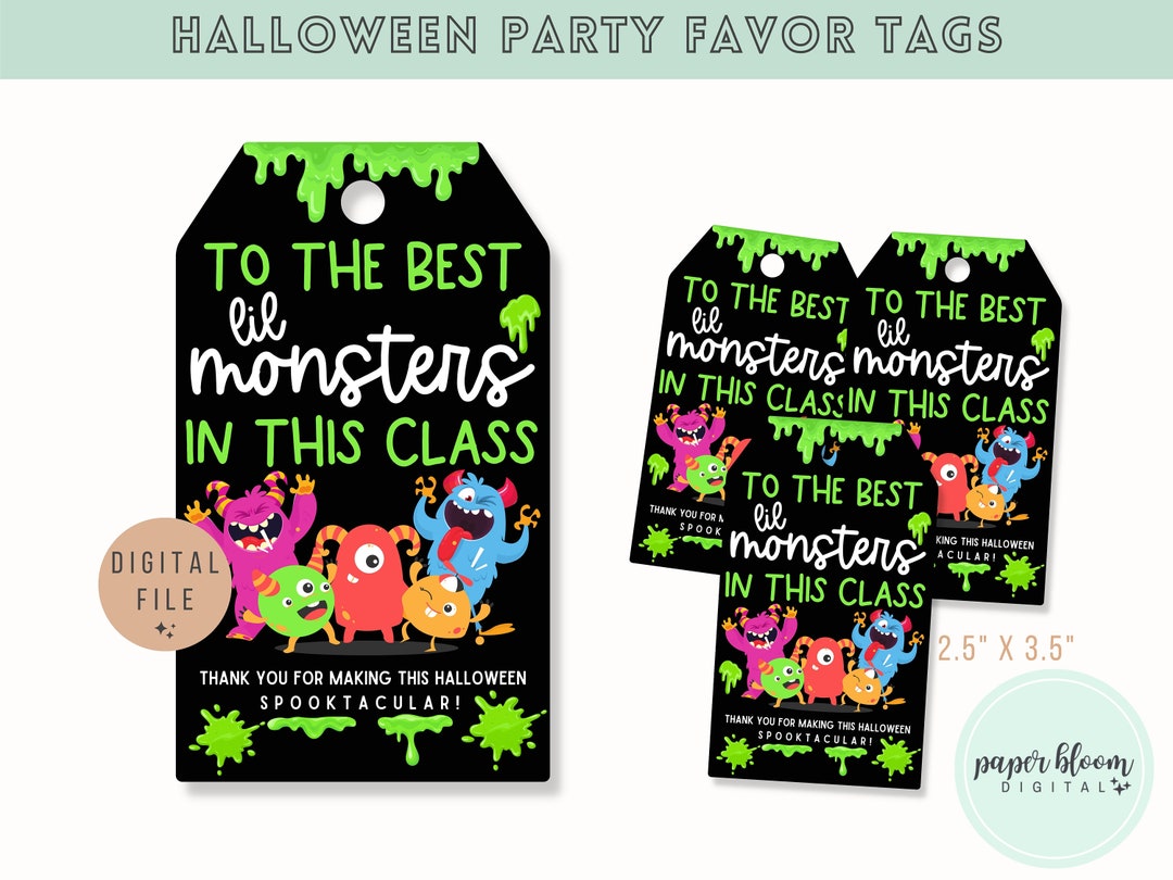 Little Monster Halloween Party Favor Tags | Classroom Halloween Favor ...