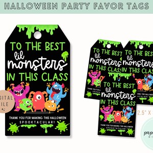 Little Monster Halloween Party Favor Tags | Classroom Halloween Favor ...