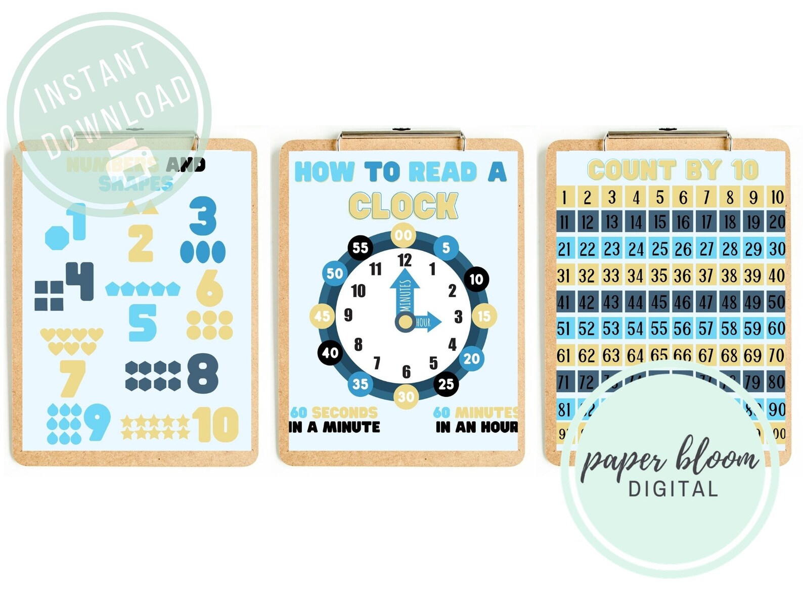 Hundreds Chart Printable Set of 3 Educational Math Printable | Etsy