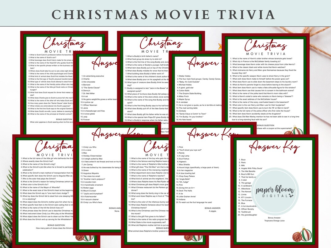 Christmas Movie Trivia Party, Ultimate Christmas Movie Trivia Game ...