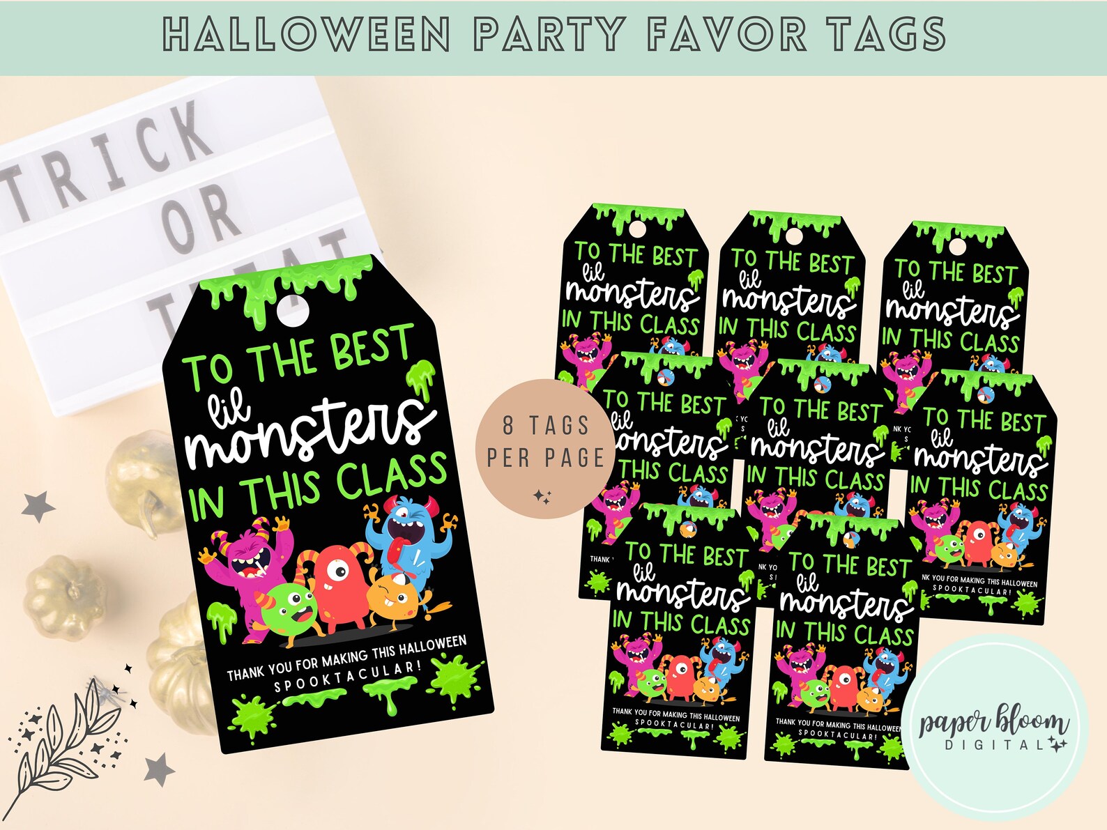Little Monster Halloween Party Favor Tags | Classroom Halloween Favor ...