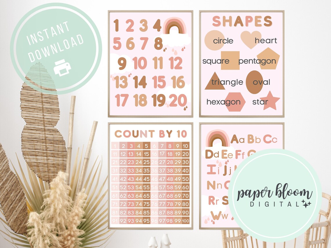 Modern Boho Rainbow Theme Classroom Posters Prek - Etsy