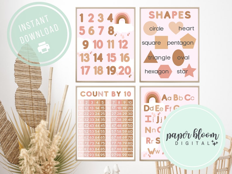 Modern Boho Rainbow Theme Classroom Posters Prek - Etsy