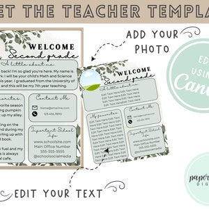 Meet the Teacher Editable Template Greenery Eucalyptus Theme Classroom ...