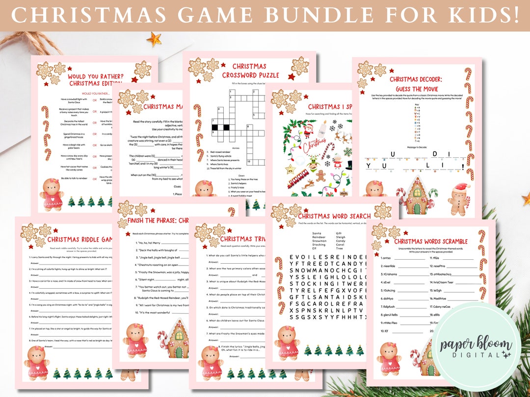 Christmas Games Printable Bundle for Kids Christmas - Etsy