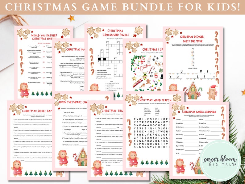 Christmas Games Printable Bundle for Kids Christmas - Etsy