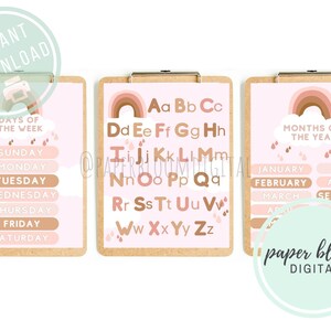 Boho Classroom Poster Rainbow Theme Chart | Set of 3 Kindergarten ...