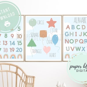 Set of 3 Rainbow Classroom Theme Educational Printables | Pre-k Sky ...